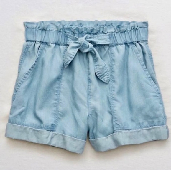 Ambiance | Shorts | Nwot Aerie Shorts Light Blue Paper Bag High Waist ...